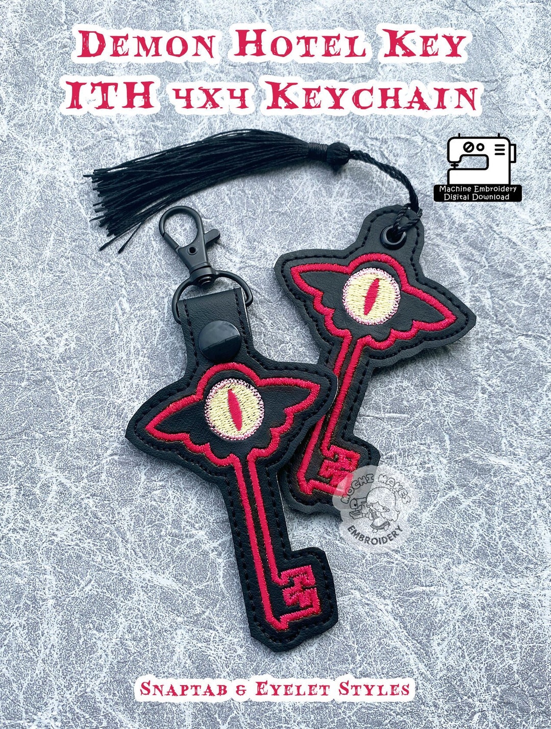 Heaven Hell Demon Hotel Key Hazbin ITH 4x4 in the Hoop DIY Embroidery ...