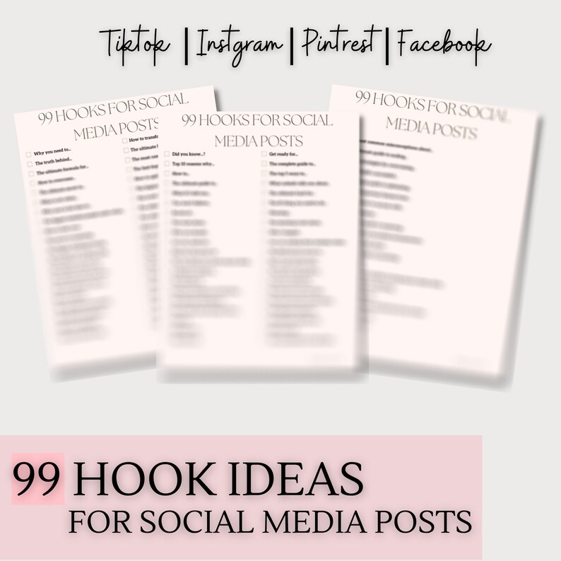 99 Social Media Hook Ideas: Content Creation Prompts (instant Download ...
