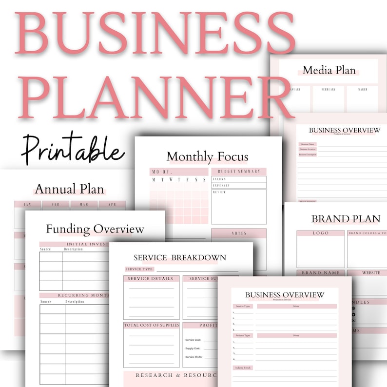 Printable Business Planner Template: Canva Editable, Small Business ...