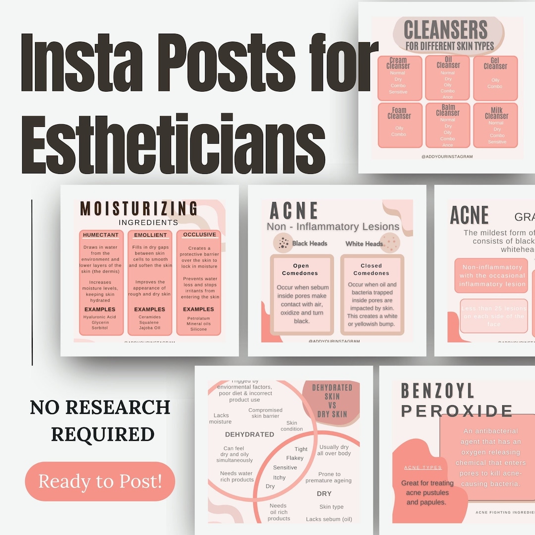 100 Pink and Blush Skincare Charts for Estheticians, Infographs and ...