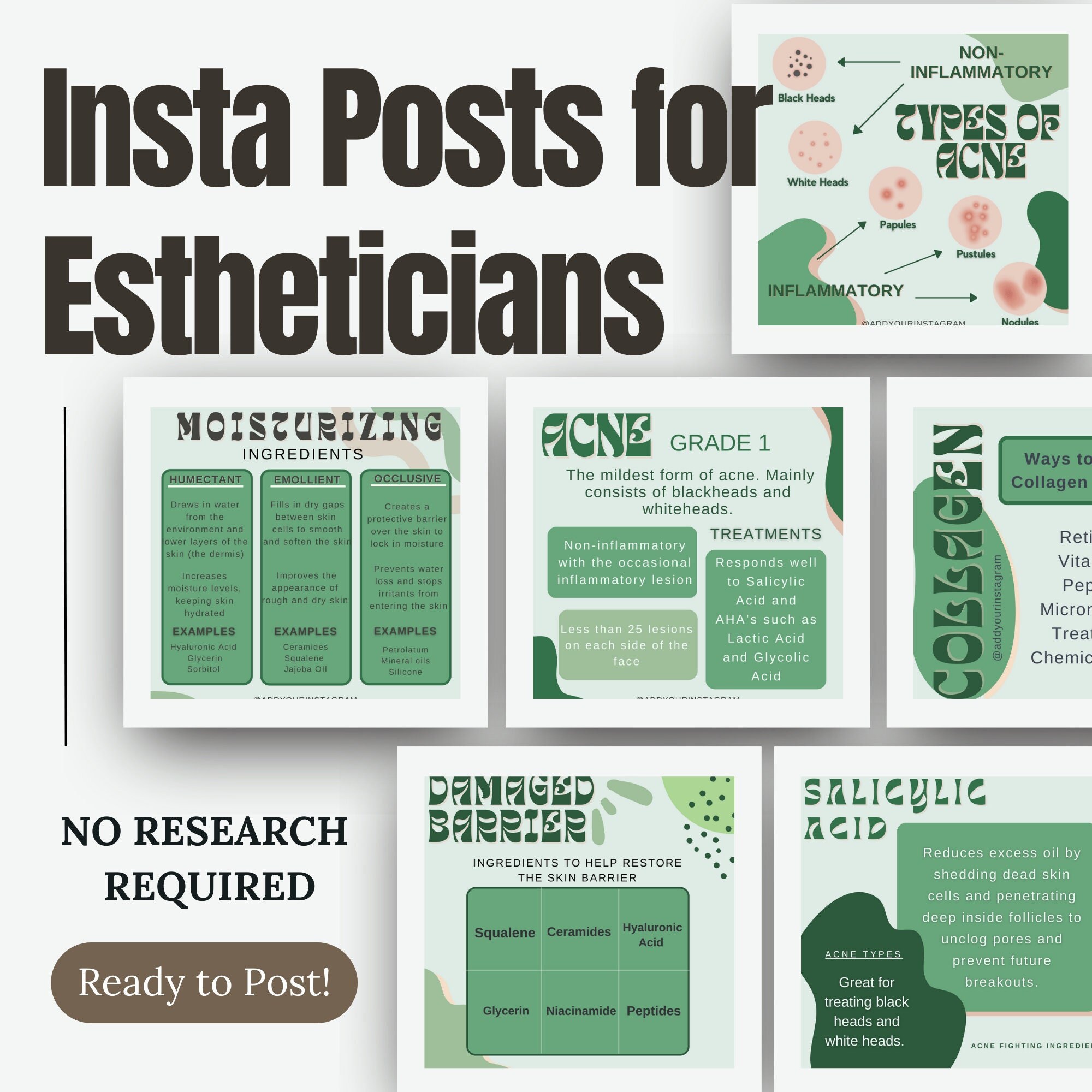 100 Skincare Instagram Posts Esthetician Template Editable - Etsy