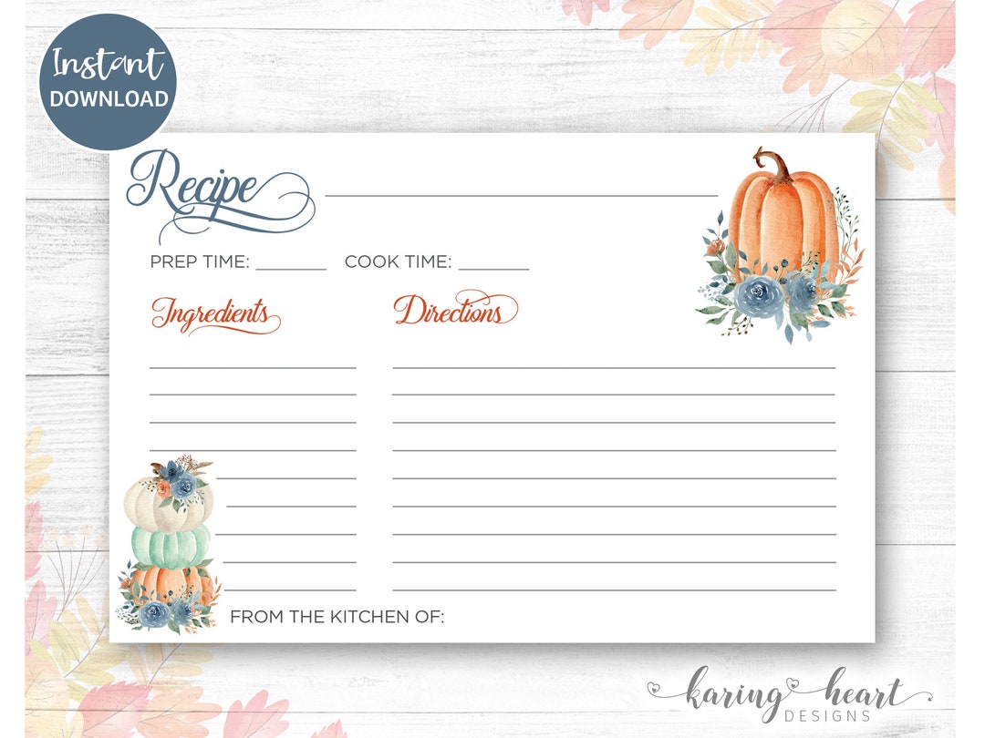 Thanksgiving Recipe Card, Thanksgiving Pumpkin, Thanksgiving Card ...
