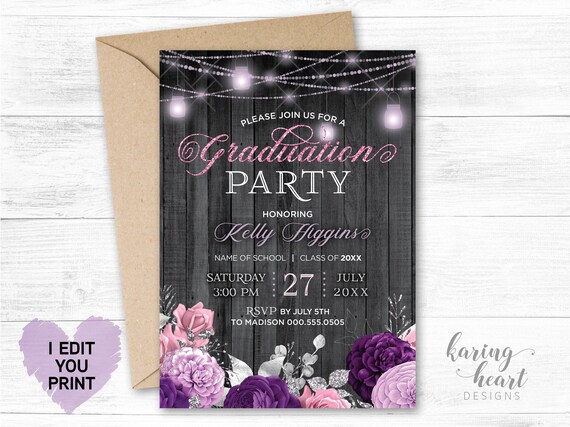 Graduation Party Invitation Graduation Invite Rustic - Etsy
