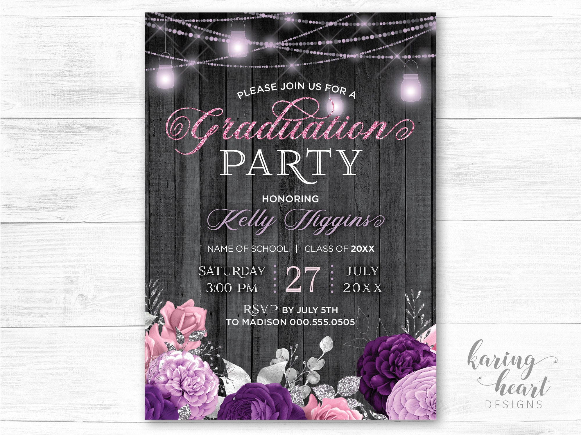 Graduation Party Invitation Graduation Invite Rustic - Etsy