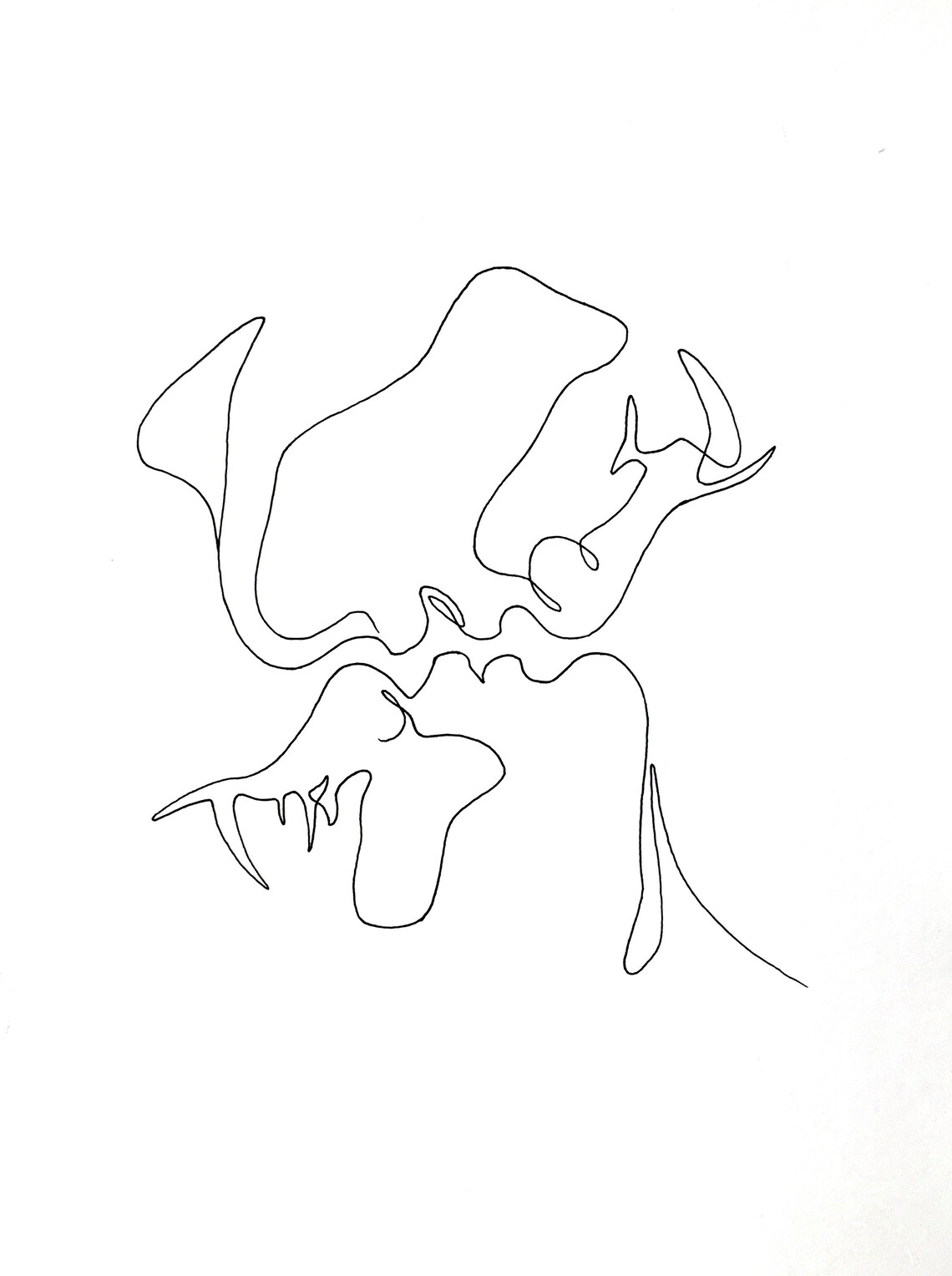 One line drawing kiss minimalistisch | Etsy