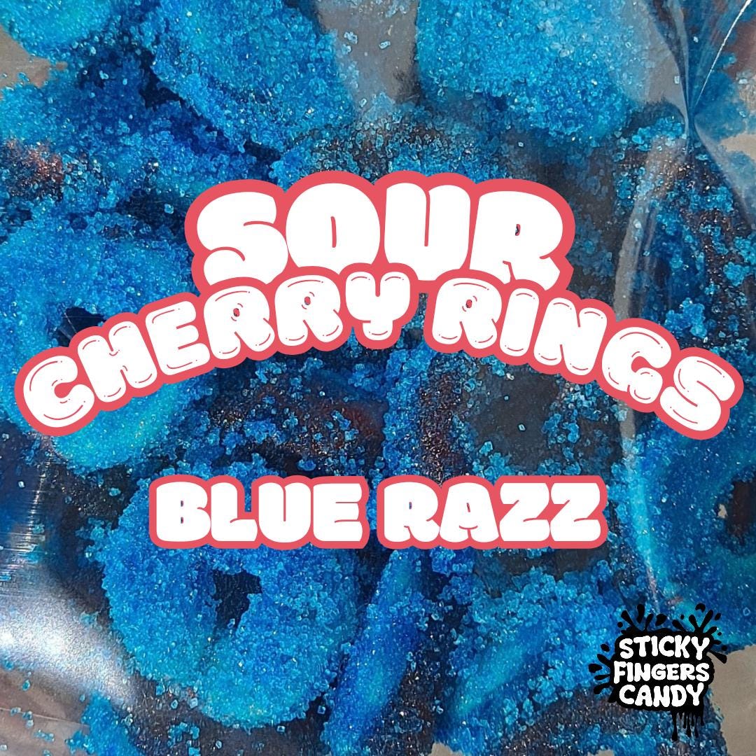 Half Pound Sour Cherry Rings - the Best Tiktok Sour Blue Raspberry 14 ...