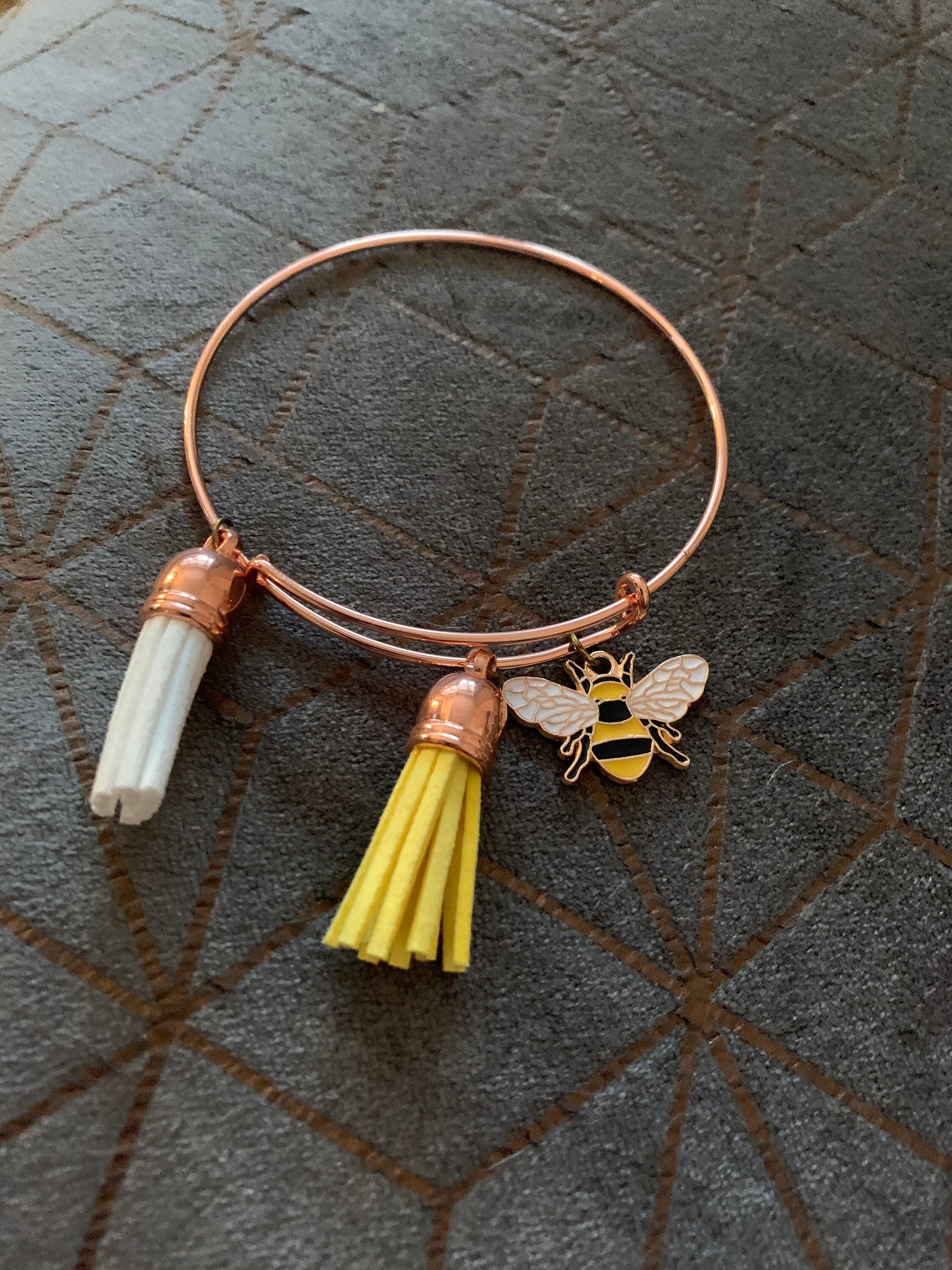 Adjustable Bee Bangle, Rose Gold Bee Braceket - Etsy