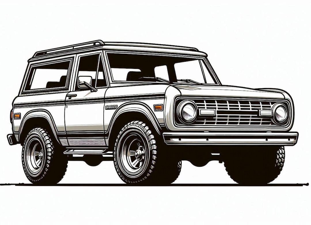 Vintage Ford Bronco Digital Illustration – Classic 4x4 Printable Wall ...