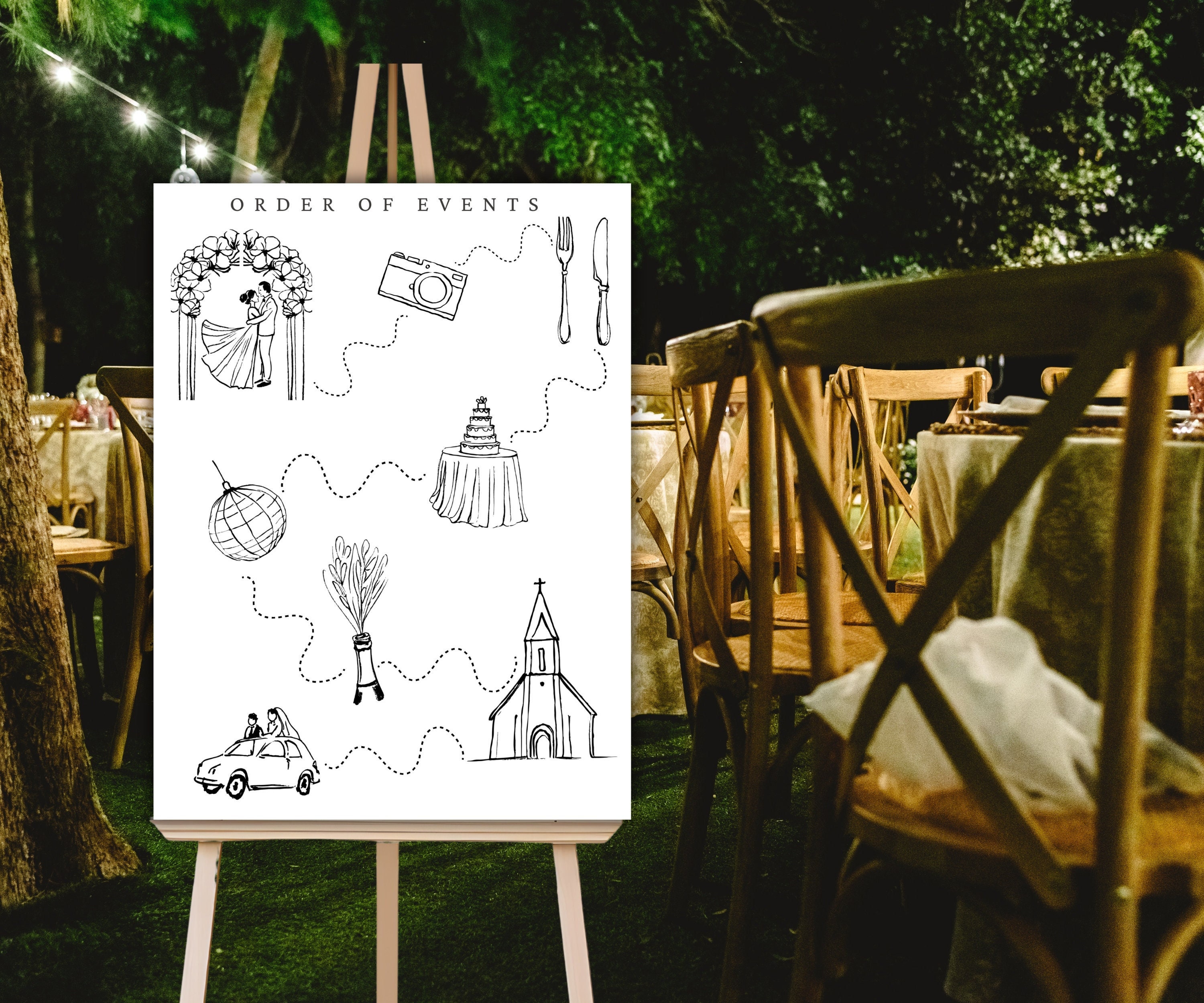 Illustrated Order of Events Wedding Sign Template Wedding Day Timeline ...