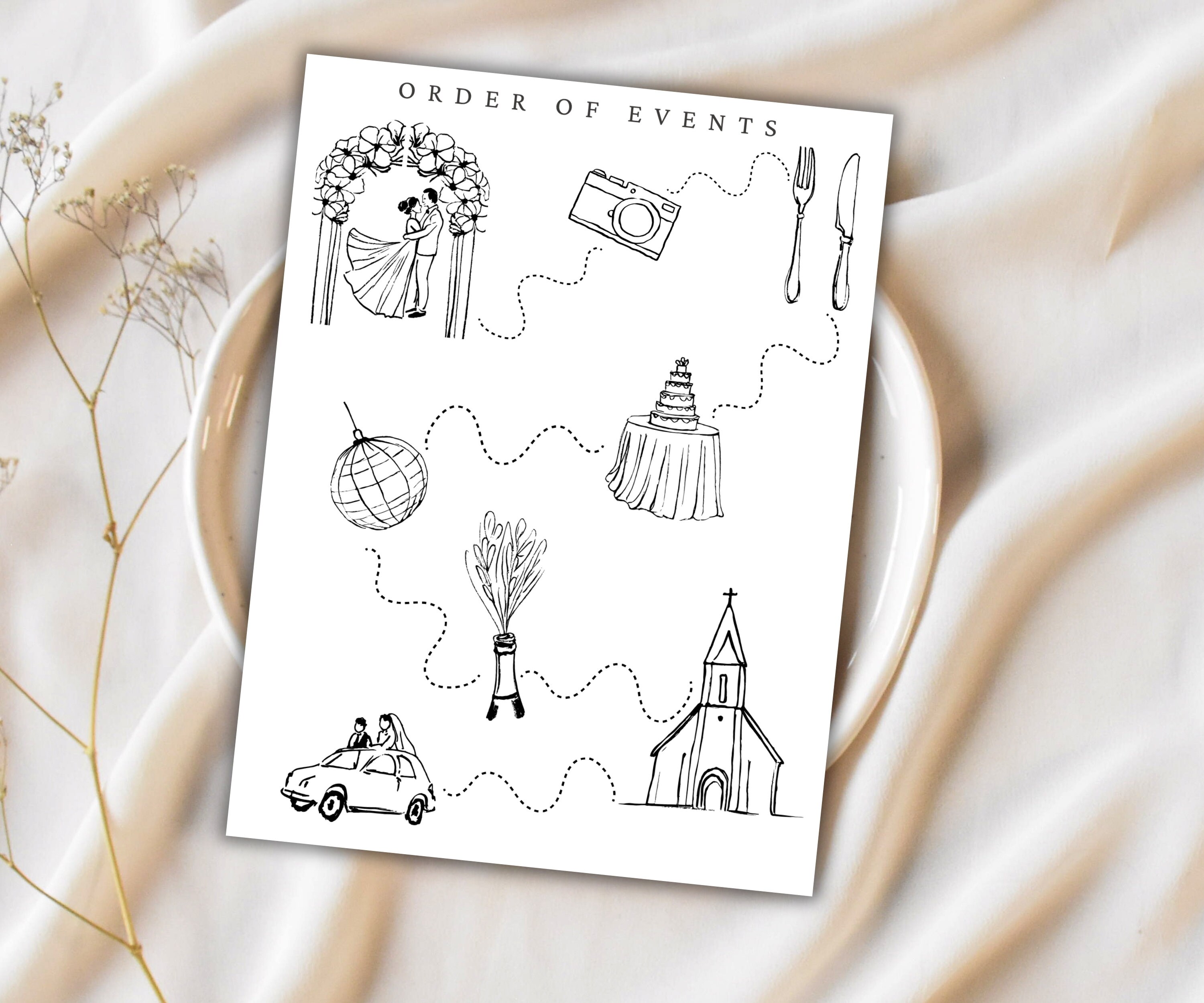 Illustrated Order of Events Wedding Sign Template Wedding Day Timeline ...