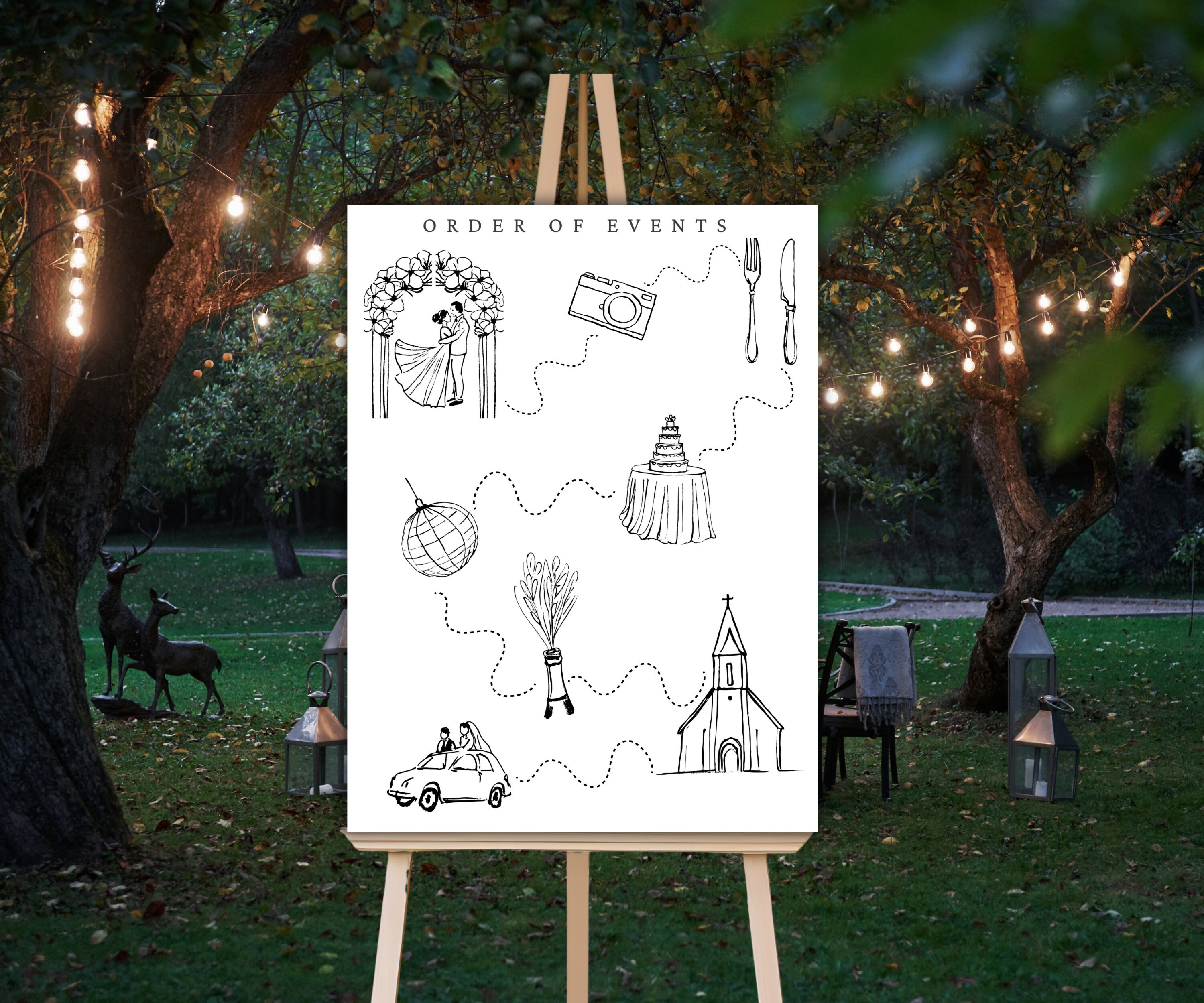 Illustrated Order of Events Wedding Sign Template Wedding Day Timeline ...