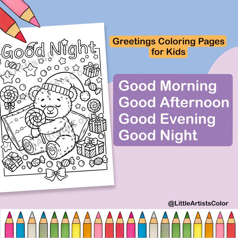 Greetings Coloring Pages | Good Morning, Afternoon, Evening and Night ...