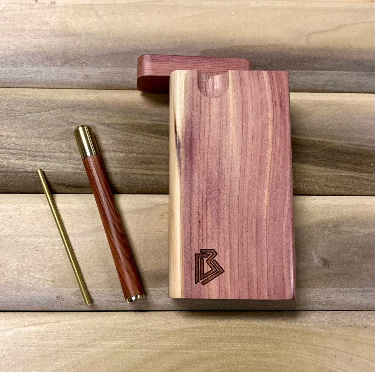 Aromatic Cedar Wood 4” Dugout Stash Box W One Hitter Pipe & Poker Set ...