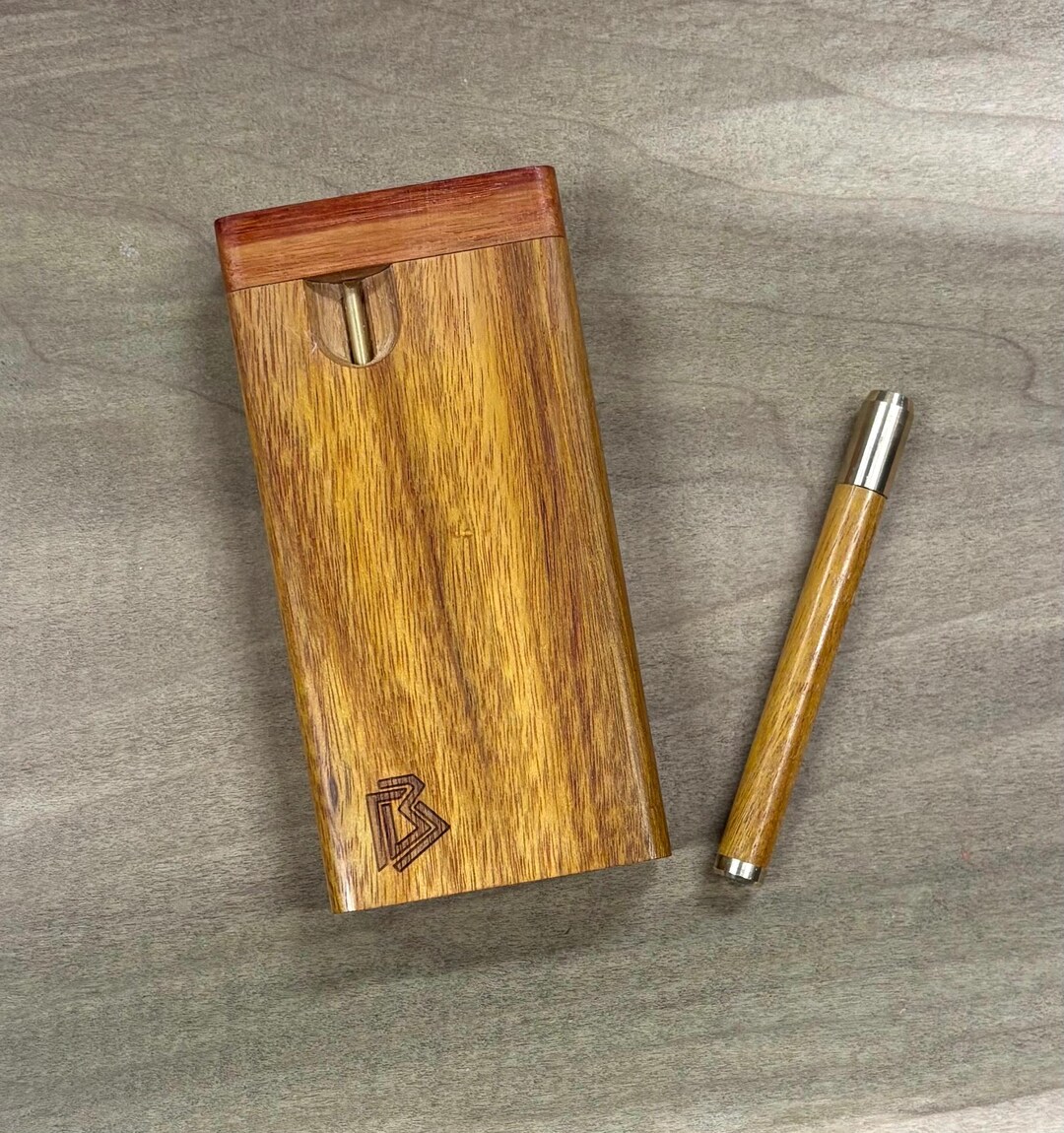Exotic Canarywood 4" Dugout Stash Box W Brass Poker & Bat/one Hitter ...