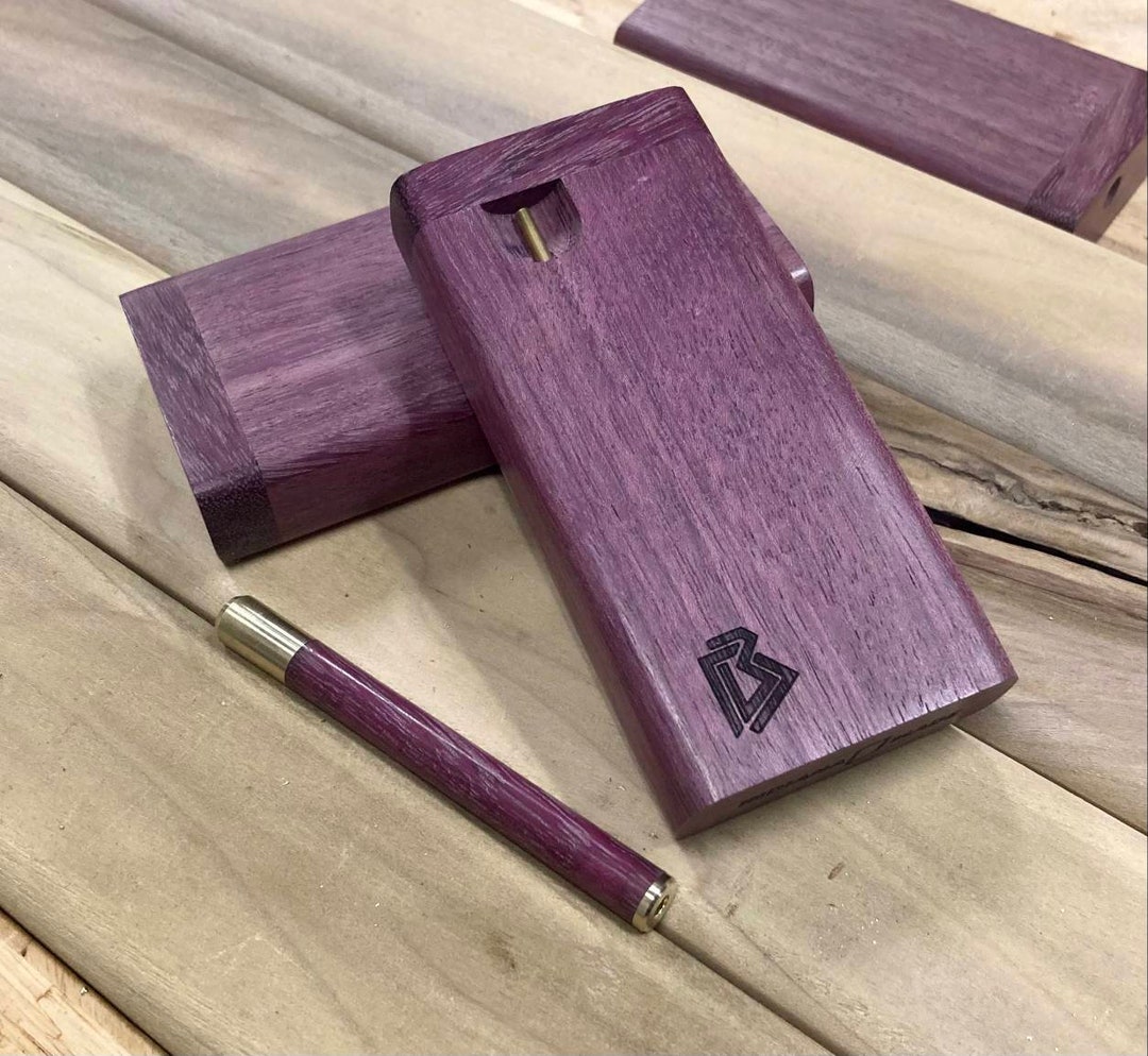 Exotic Purpleheart Wood 4" Dugout Stash Box W Brass Poker & Bat/one ...