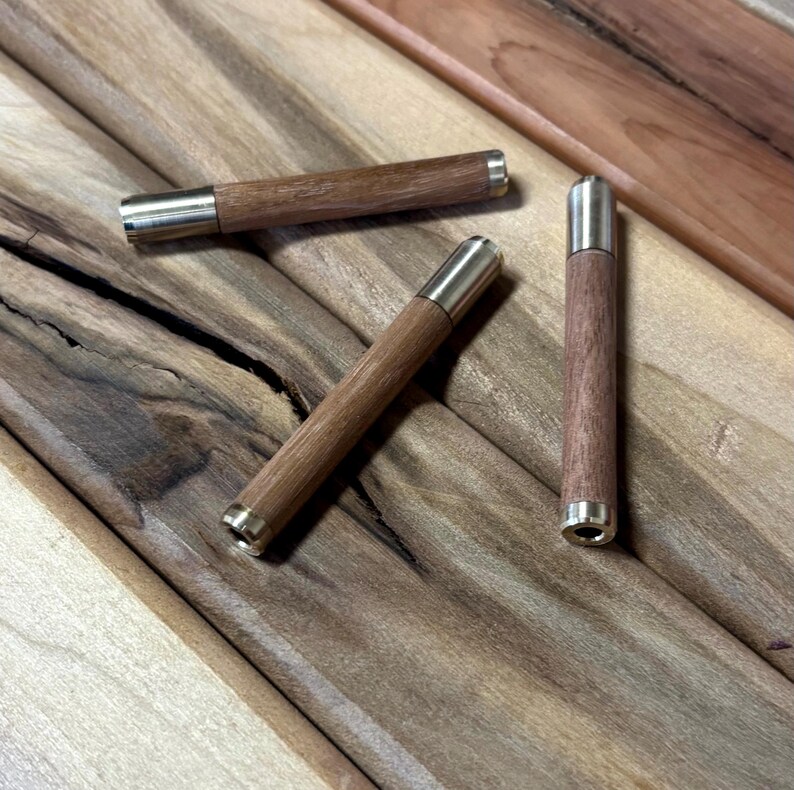 Black Walnut Wood & Brass Bat/one Hitter Pipe- Choice of 2.5" or 3" Bat ...