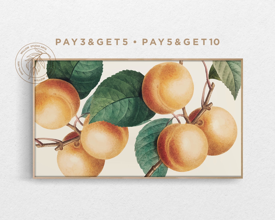 4K Spring Samsung Frame TV Art, Neutral Peaches Drawing, Modern ...
