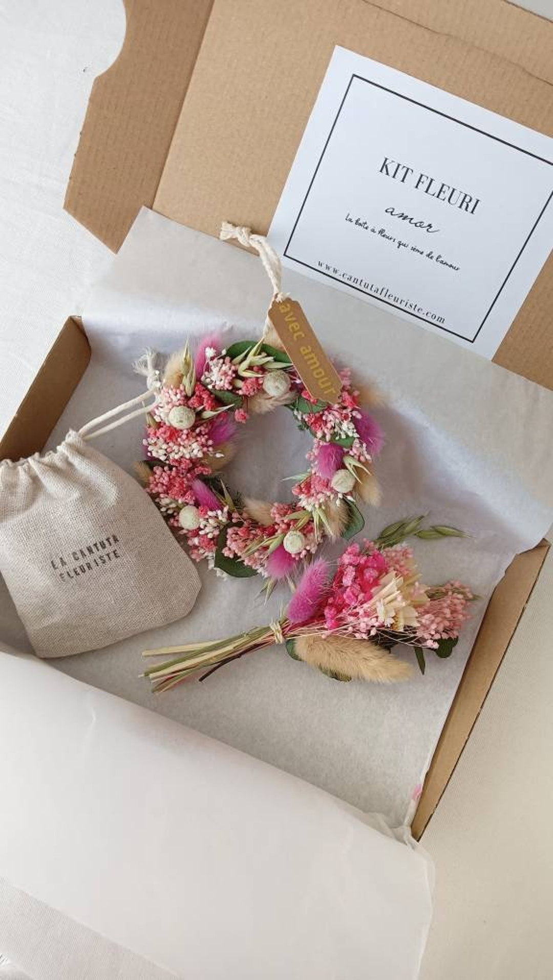 Coffret fleuri, box de fleurs séchées et stabilisées, idée cadeau Noël ...