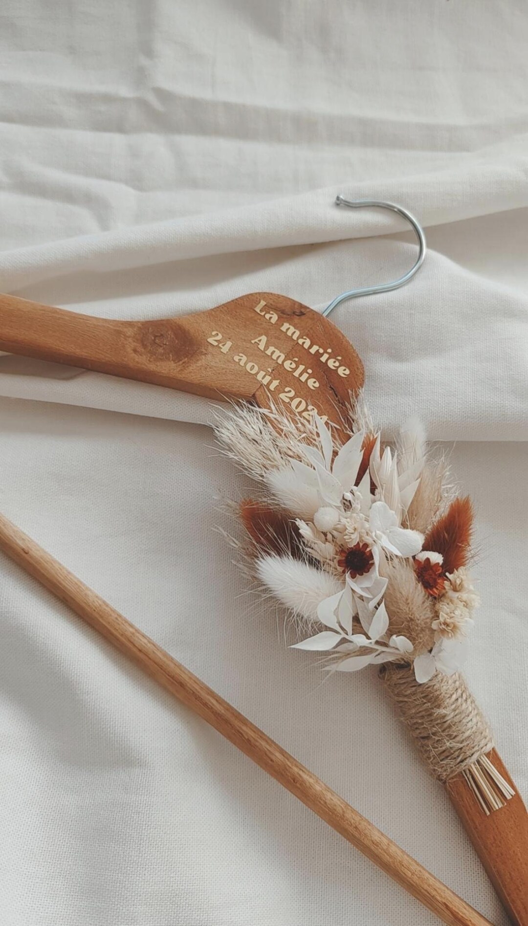 Floral Hanger for Wedding Dresses, Wooden Hanger With Dried and ...