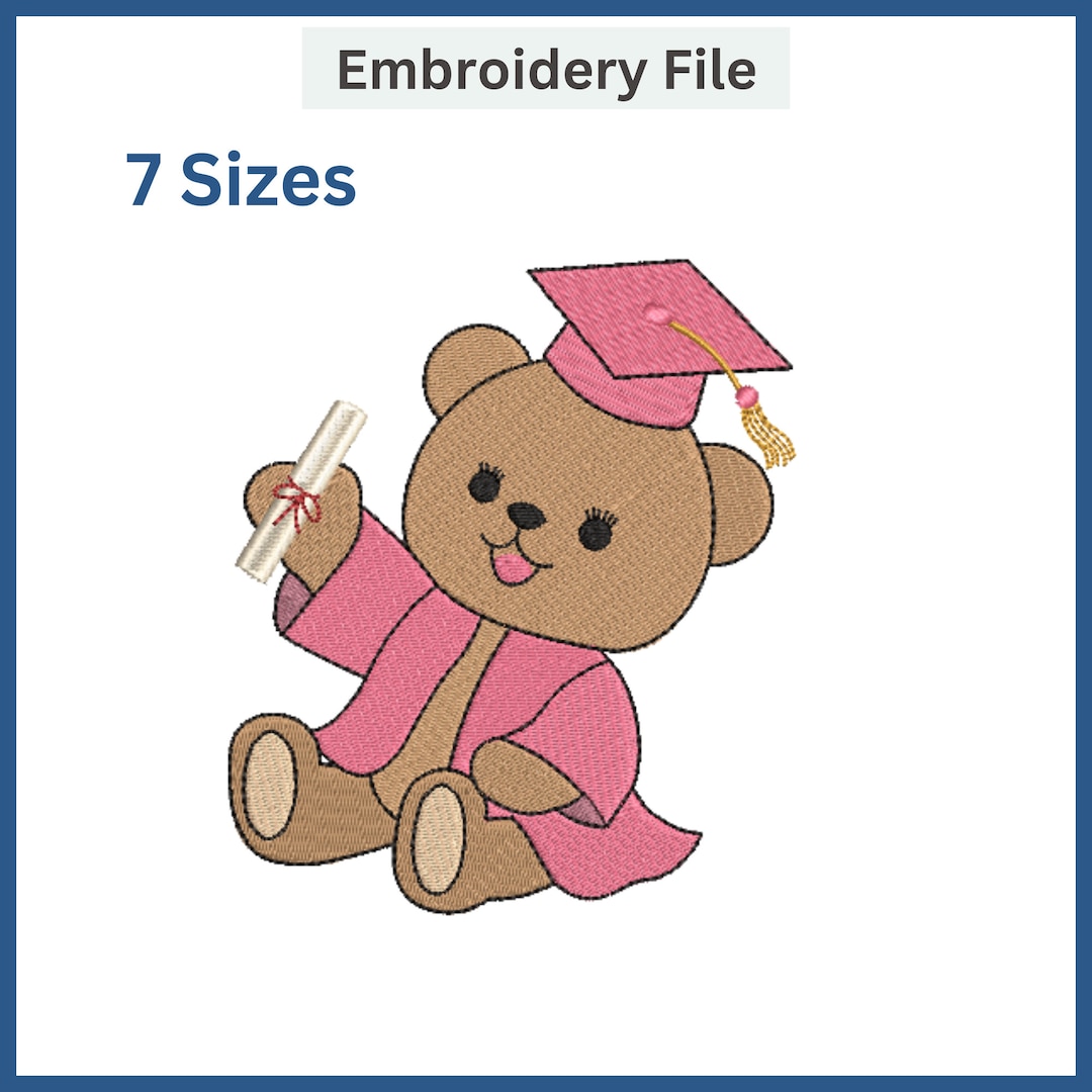 Kindergarten Graduation Bear Embroidery Design (digital File) - Etsy