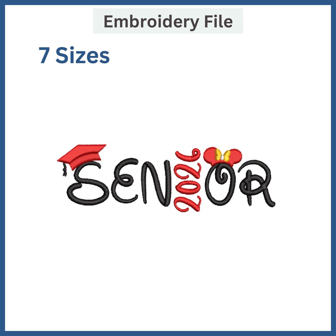 Class of 2024 Girl Mouse Embroidery Design (digital File) - Etsy