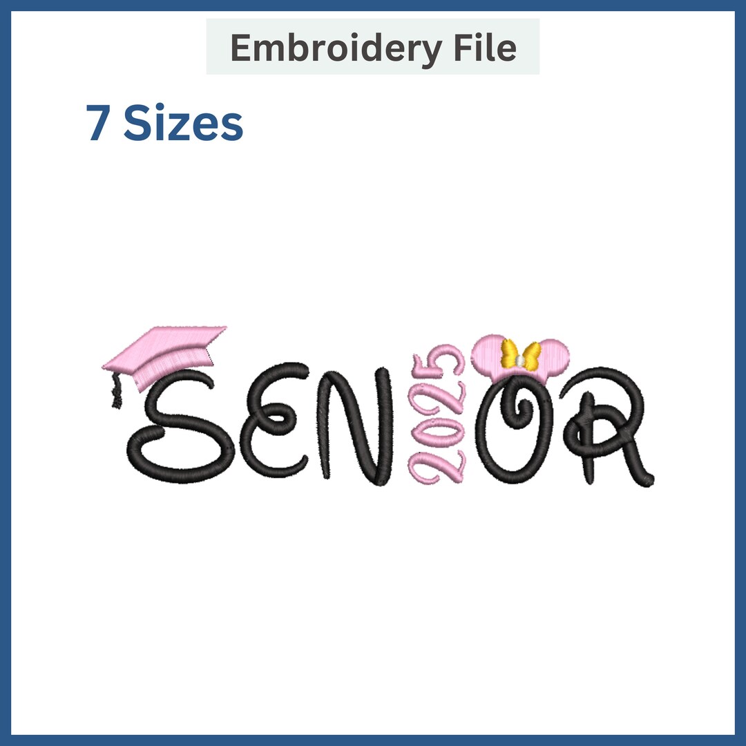 Class of 2024 Girl Mouse Embroidery Design | Class of 2024 Embroidery ...
