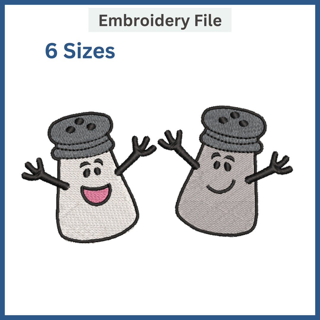 Salt and Pepper Shakers Embroidery Design: Kids Embroidery (digital ...