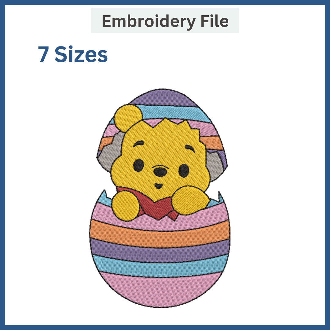 Baby Pooh Easter Egg Embroidery Design (digital Download) - Etsy