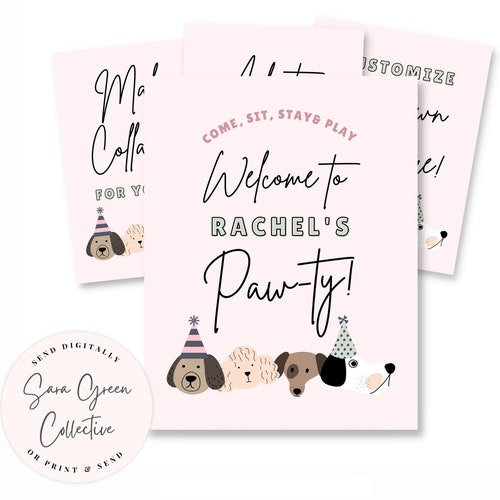 Editable Puppy Party Table Signs Puppy Pawty Party Sign Dog - Etsy