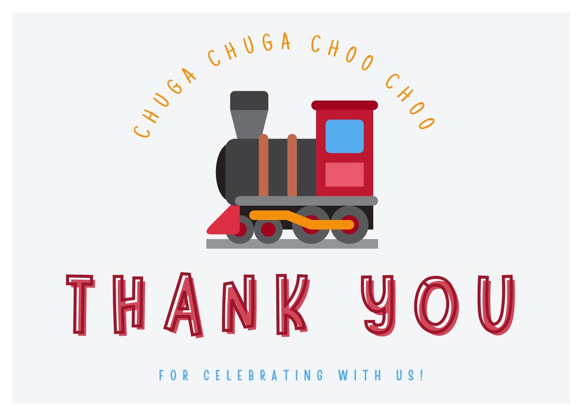 Train Birthday Thank You Card ,train Thanks, Birthday Thank You ...