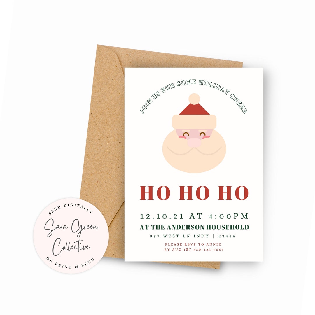 Modern Christmas Party, Santa Invitation, Christmas Kids Party ...