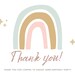 Boho Rainbow Birthday Thank You Card ,boho Rainbow Thanks, Birthday ...