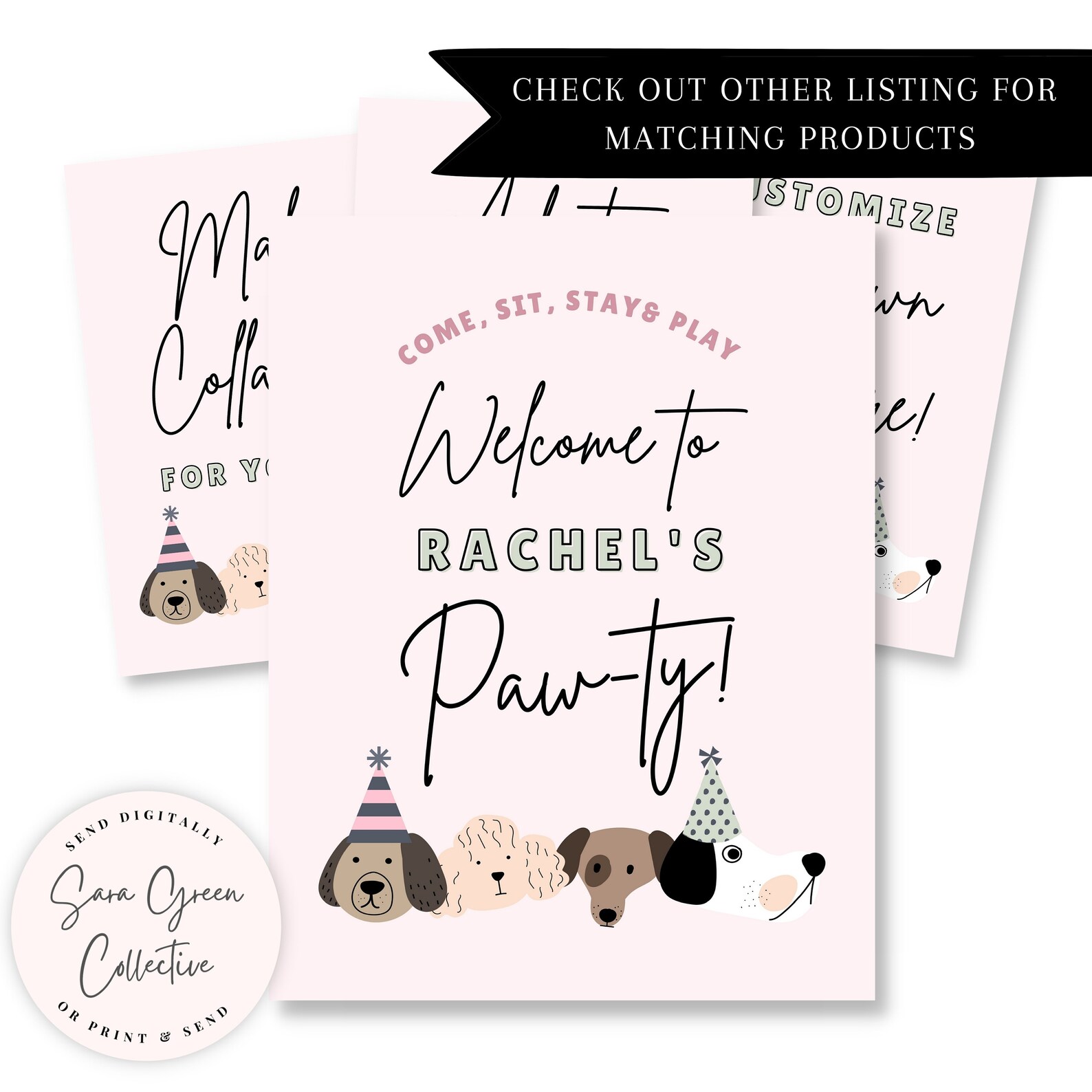 Lets Pawty Birthdaypuppy Invitation Dog Birthday Pawty - Etsy