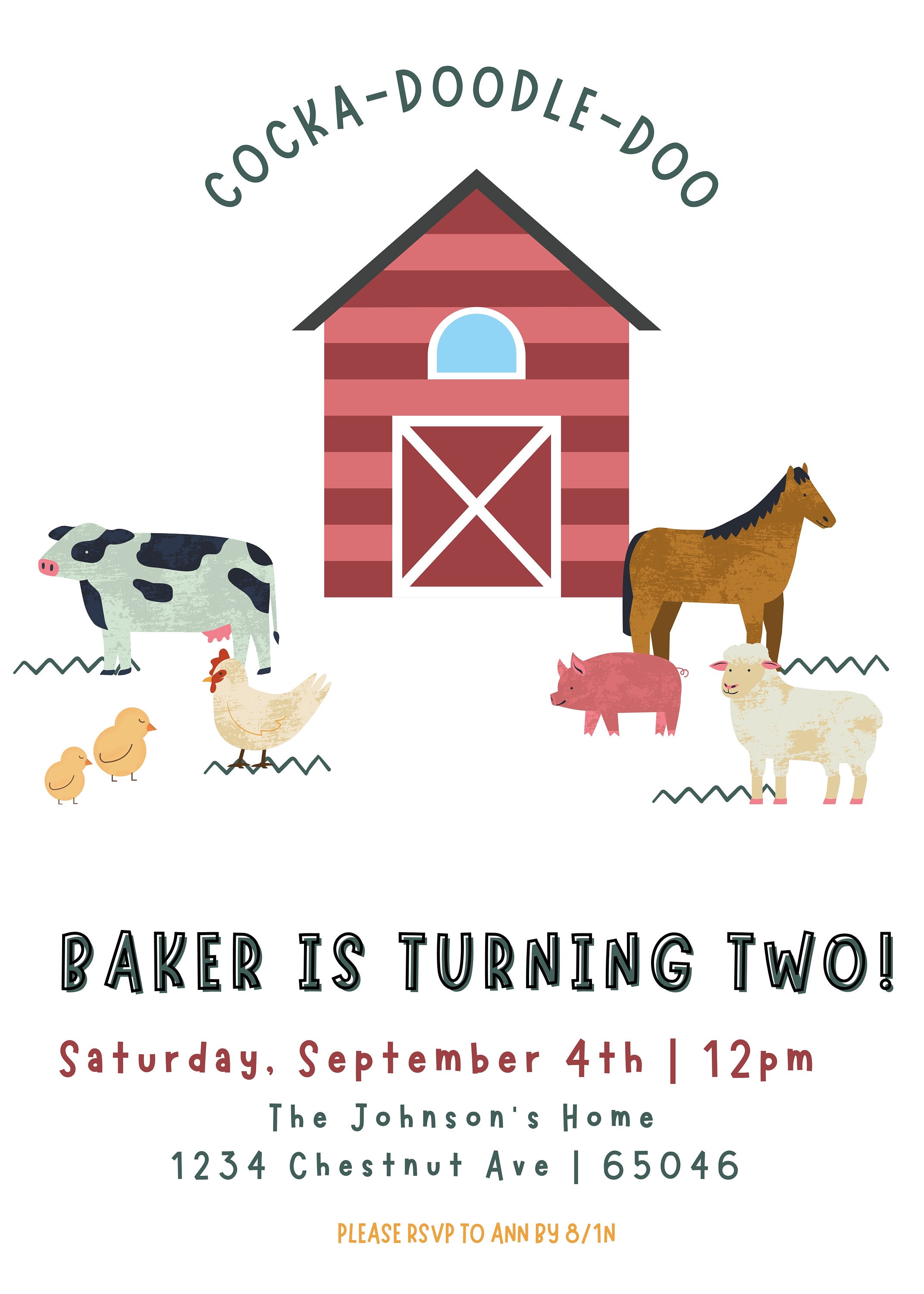 Barn Yard Birthday Party Barn InvitationFarm Animals | Etsy