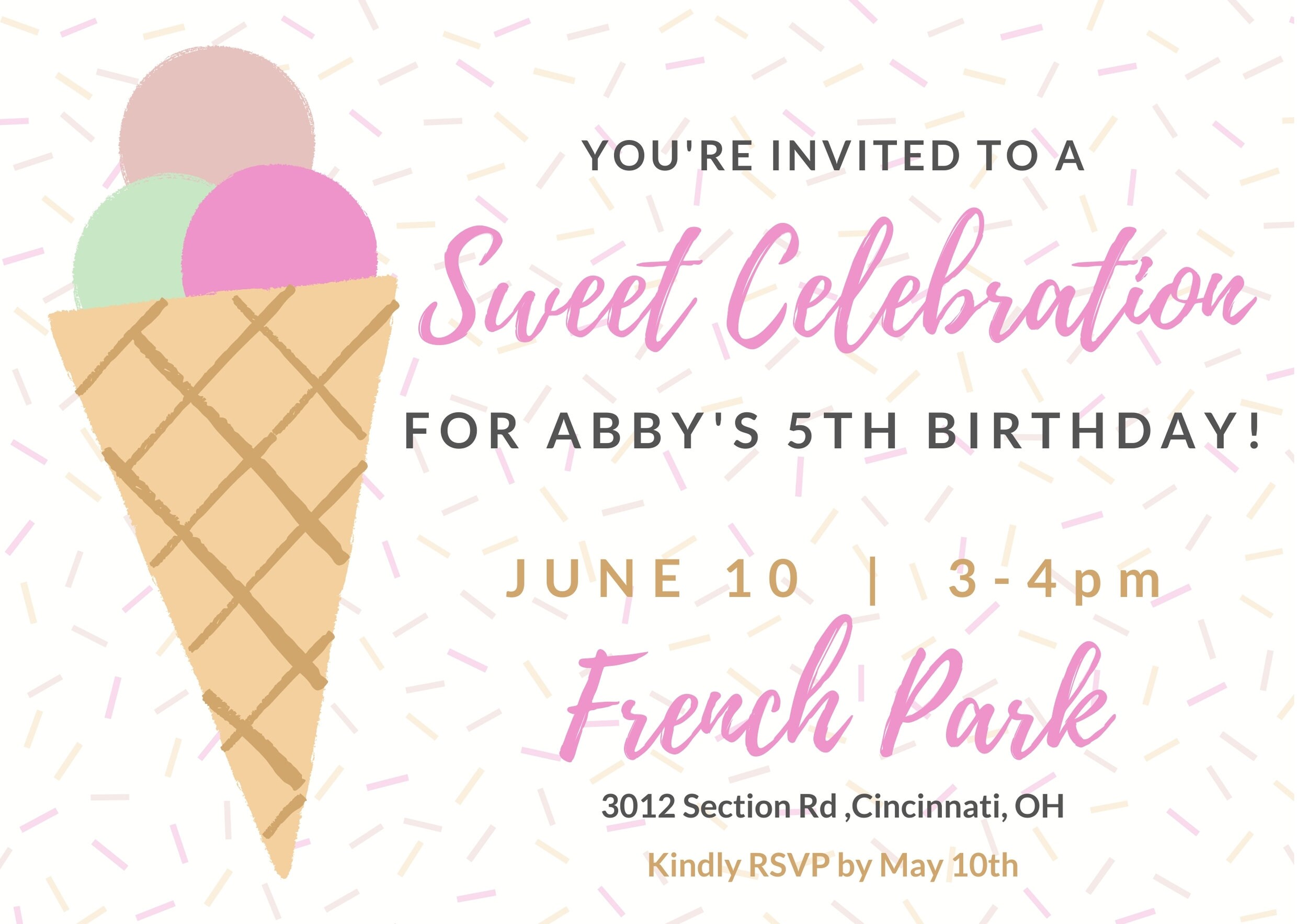 Ice Cream Invitation, Ice Cream Party Invite, Girl Ice Cream Birthday ...