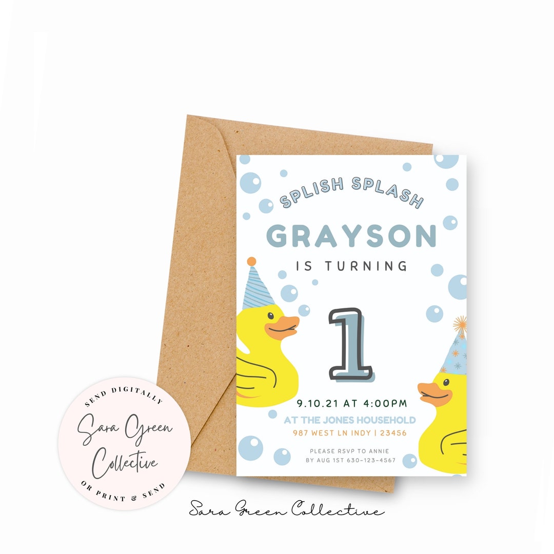 Splish Splash Birthday | Rubber Duck Invitation | Duck Birthday Party ...