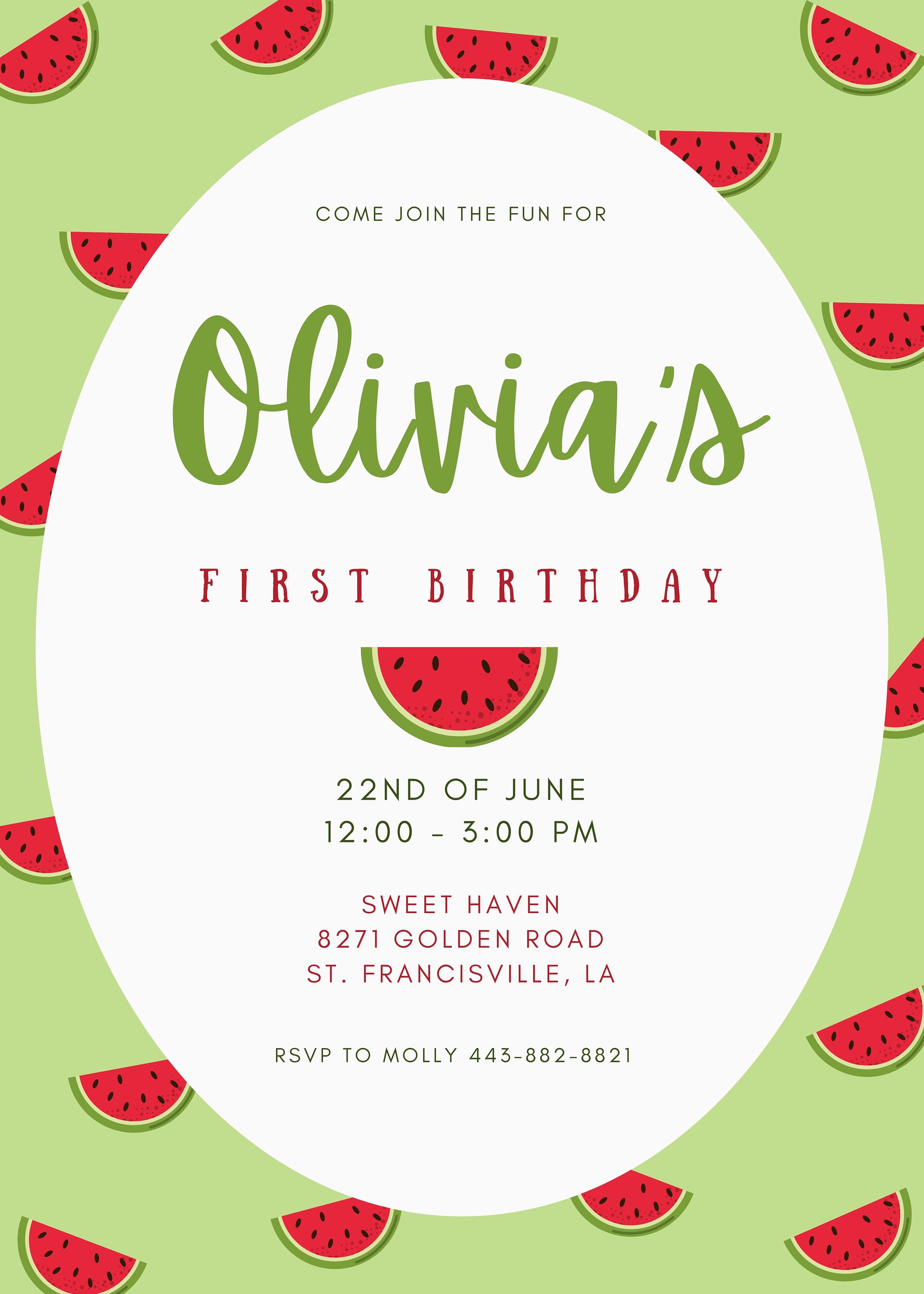 Watermelon Invitation,watermelon Party Invite, Birthday Invitation ...