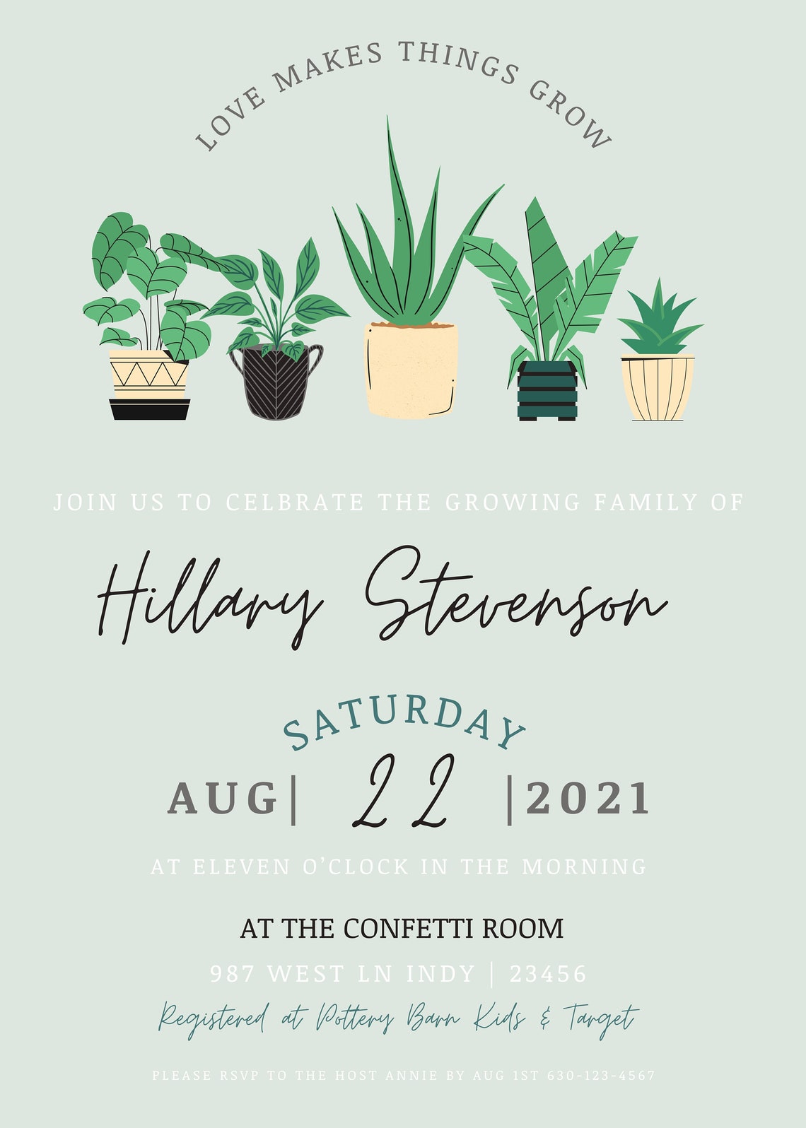 Editable Plant Baby Shower Invitation,plant Shower Invite,baby Shower ...