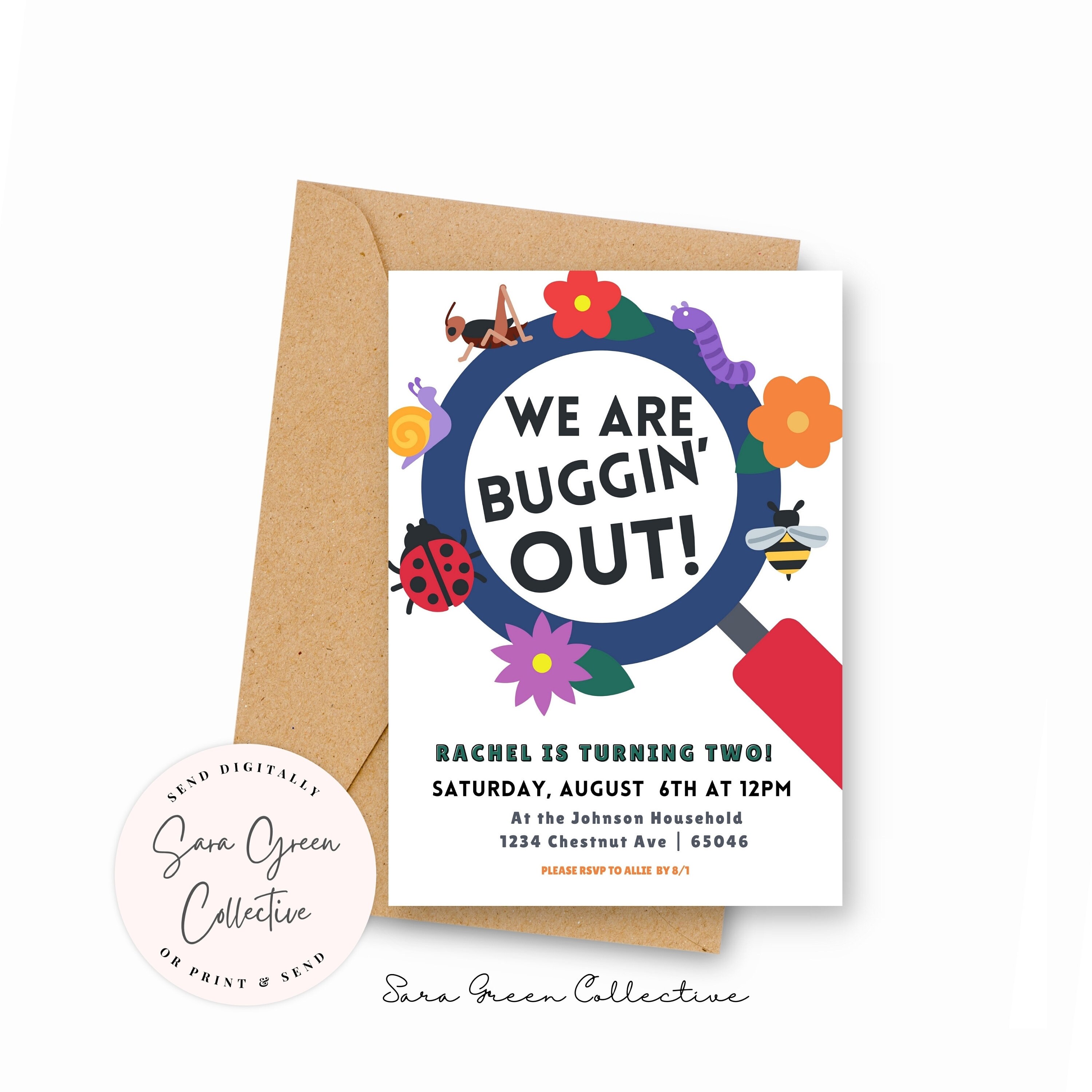 Buggin' Out Birthday, Bug Birthday Invitation,kids Birthday Invitation ...
