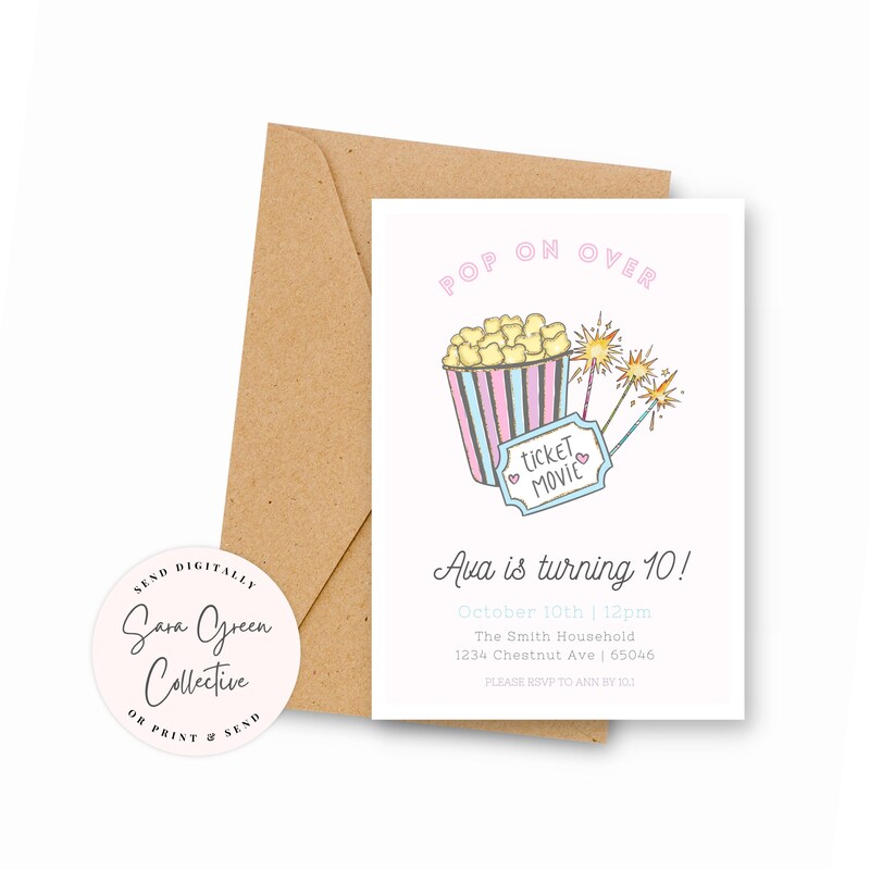 Popcorn Invitation - Etsy