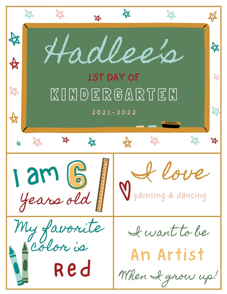First Day of School Sign: Editable Fill-in Printable (canva Digital ...