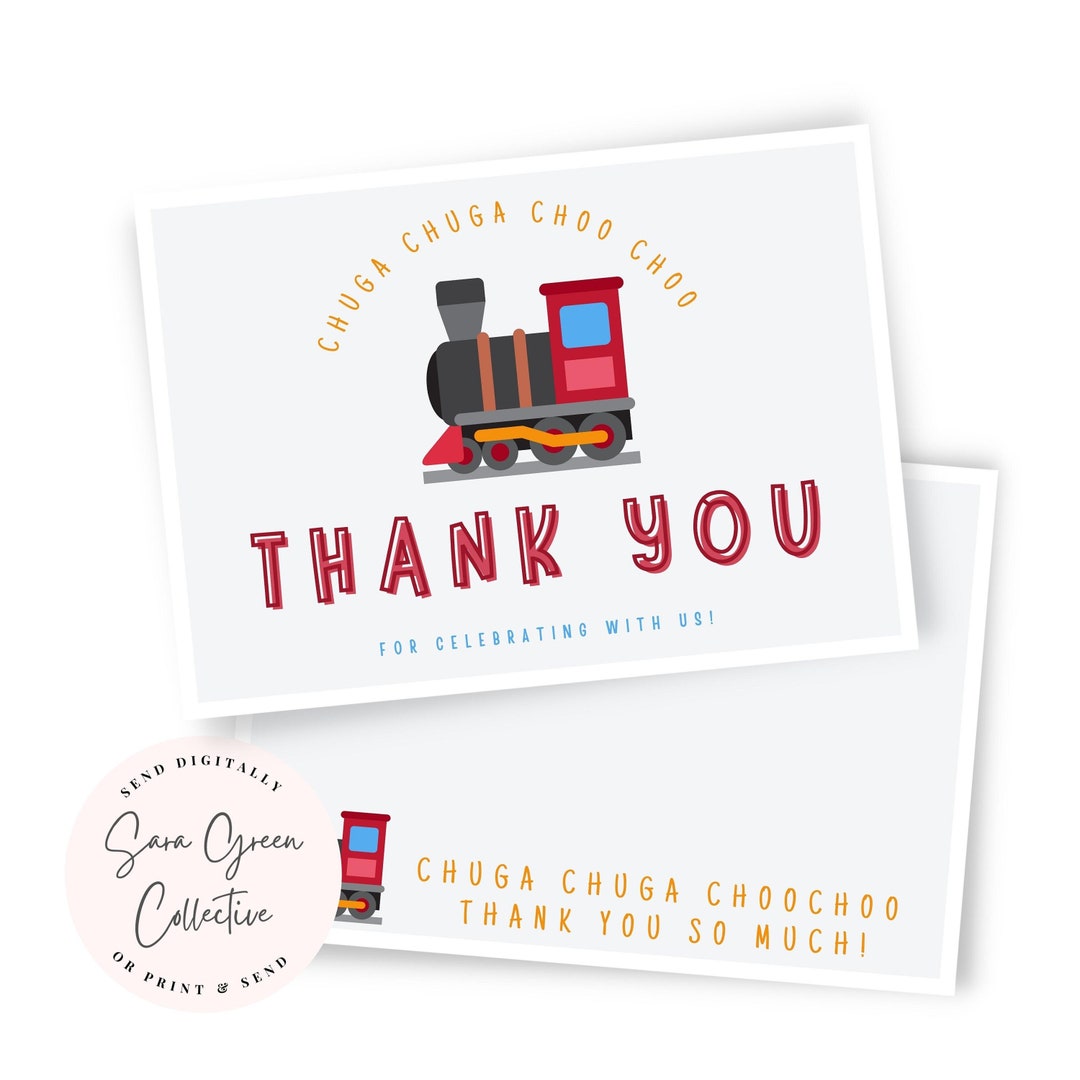 Train Birthday Thank You Card ,train Thanks, Birthday Thank You ...
