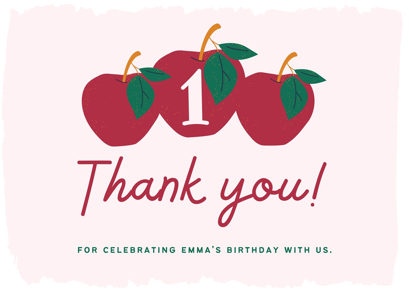 Apple Birthday Thank You Card: Canva Editable (digital Download) - Etsy
