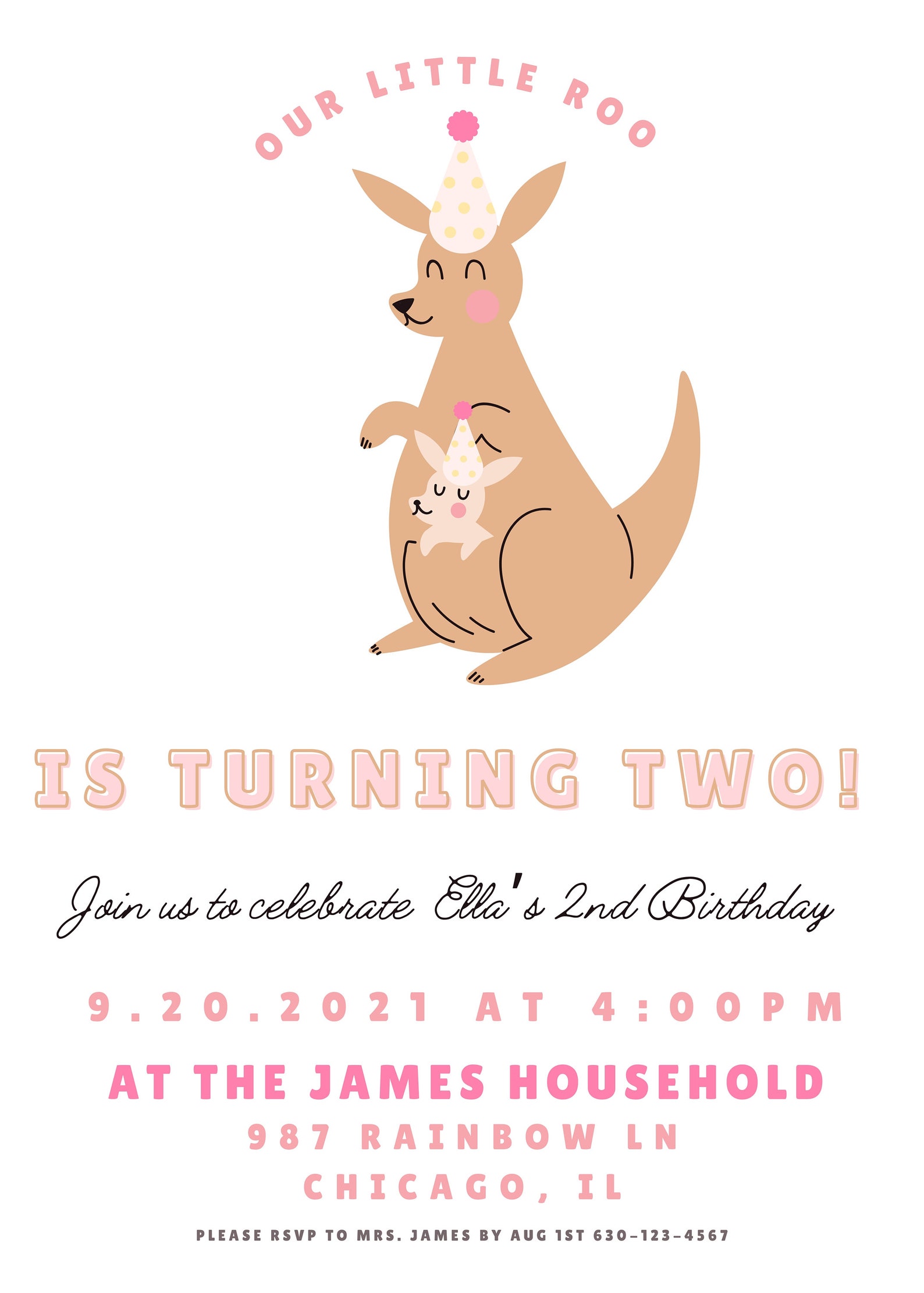 Our Little Roo Party Invite Kangaroo Invitation Kangaroo Birthday Party ...