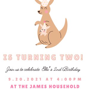 Our Little Roo Party Invite | Kangaroo Invitation | Kangaroo Birthday ...
