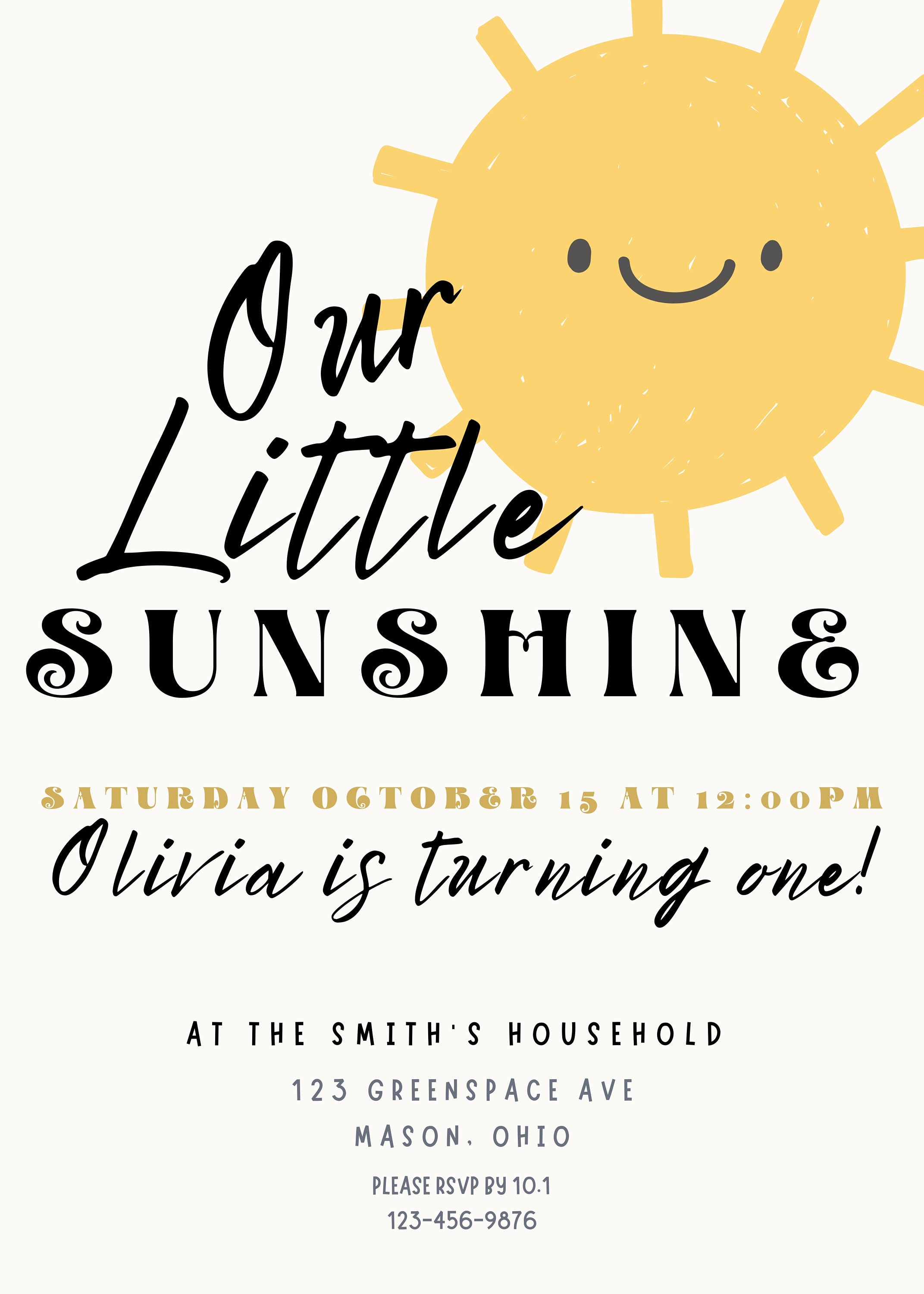 Our Little Sunshine Birthday Invitation, Sunshine Birthday Invitation ...