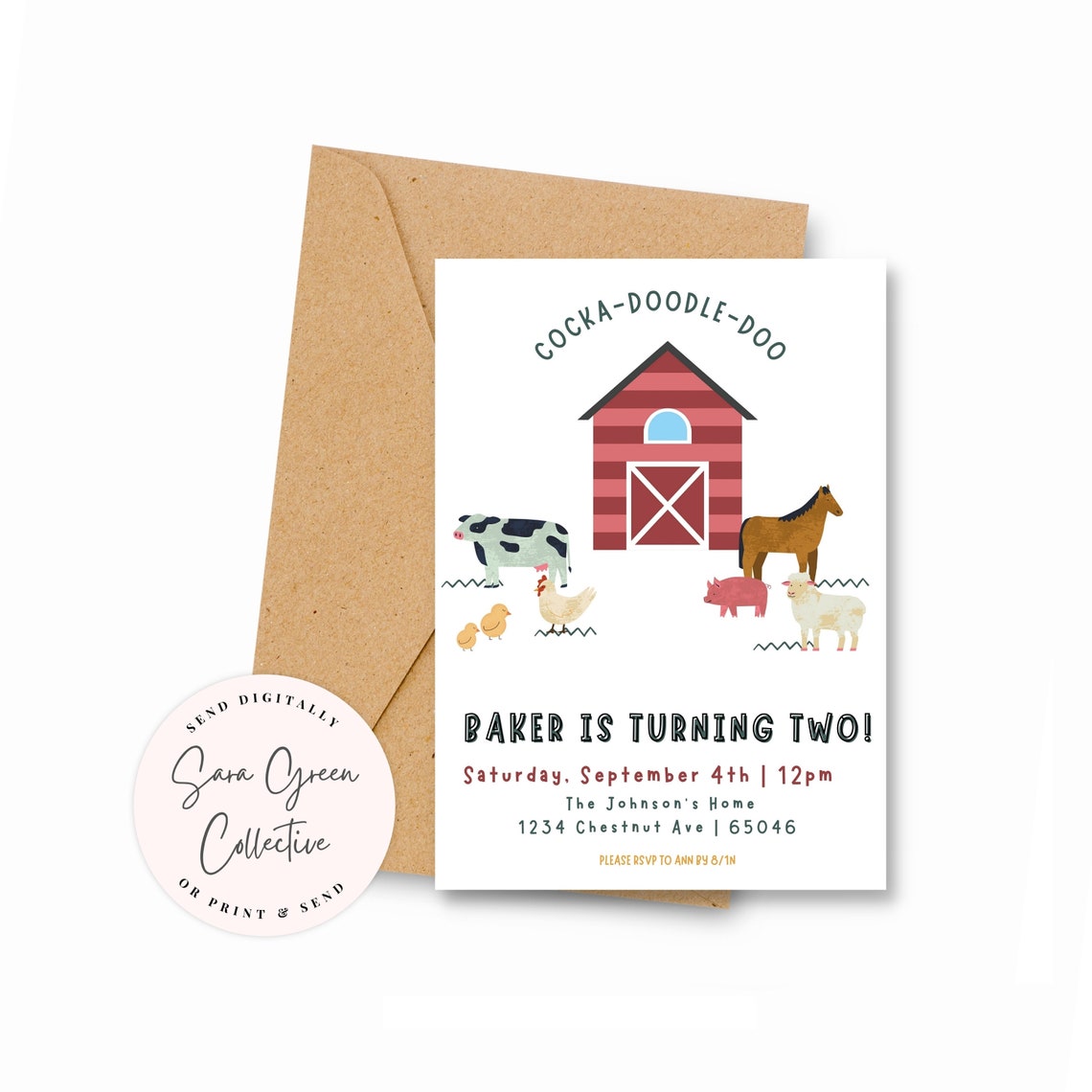 Barn Yard Birthday Party Barn InvitationFarm Animals | Etsy