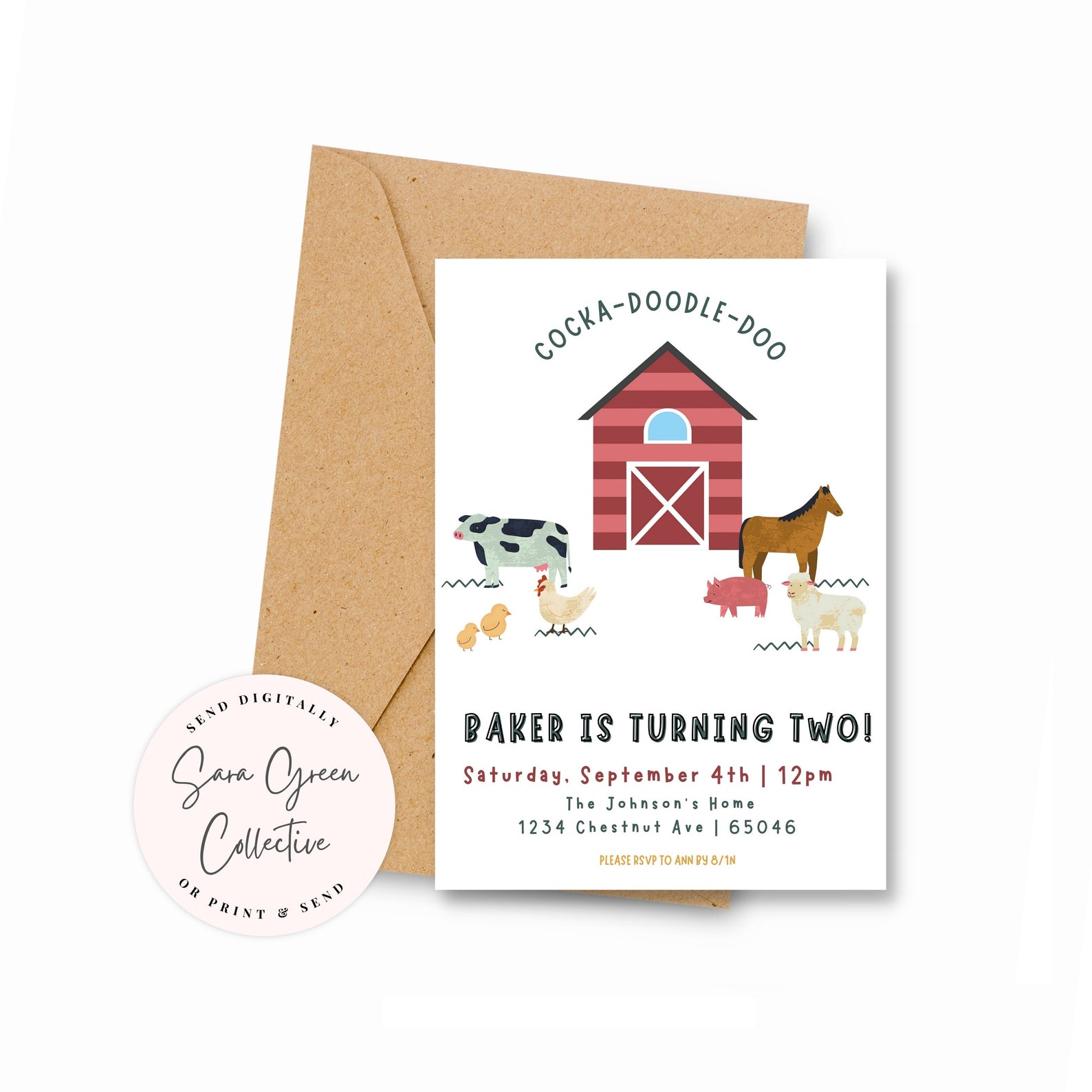 Barn Yard Birthday Party Barn InvitationFarm Animals | Etsy