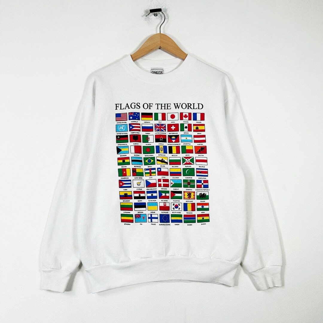 Vintage 90s Flags of the World Big Print Graphic Sweater - Etsy