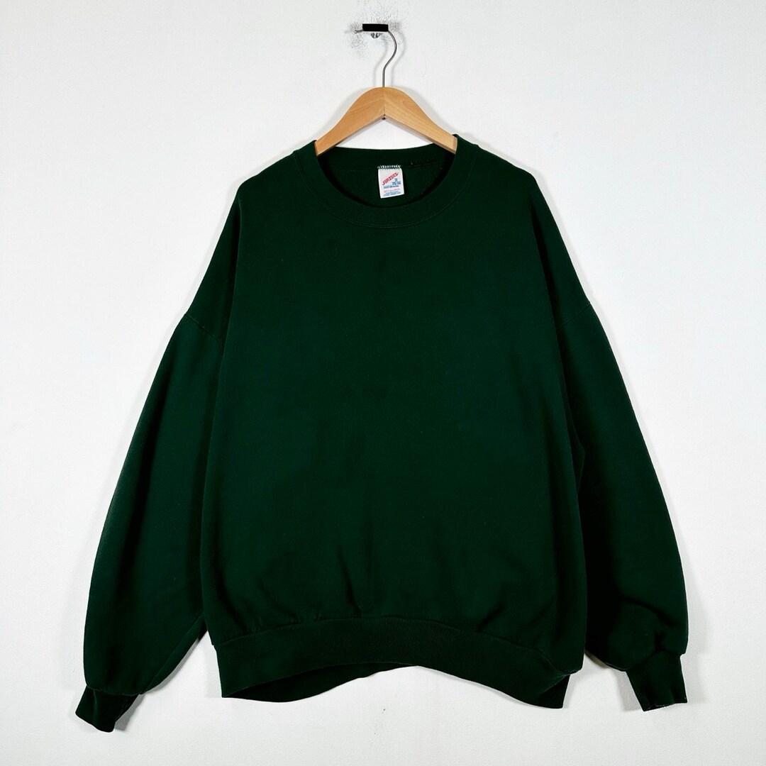 Vintage 90s Made in USA Green Jerzees Blank Sweater - Etsy